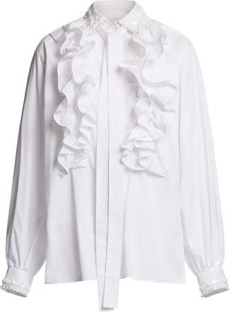 Elie Saab chemise en popeline &agrave; volants - Blanc