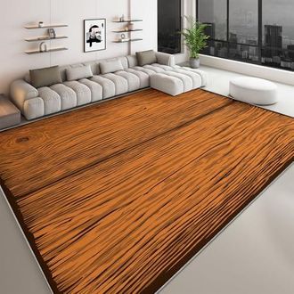 Generic Tapis pour Salon Antid&eacute;rapant 160 x 230 cm, Tapis Lavables &agrave; Poils Courts Minimaliste Ferme R&eacute;tro Planche en Bois pour Cuisine Salle &agrave; Manger Bureau e