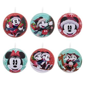 Hallmark Disney Mickey Mouse und Disney Minnie Maus Blechkugel Weihnachtsschmuck Set von 12