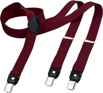 DonDon Hosentr&auml;ger Herren dunkelrot schmal 2,5 cm - Extra starke Clips f&uuml;r Anzug - Hosentr&auml;ger Herren extra stark - Ideal f&uuml;r M&auml;nner oder Damen Rockabilly Su