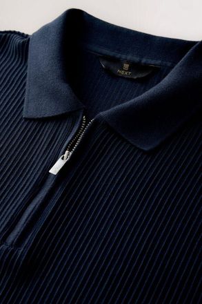 Next Poloshirt Strukturiertes, smartes Poloshirt mit RV-Kragen (1-tlg)