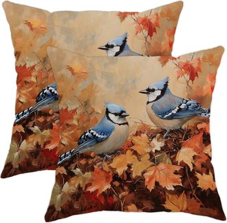 Generic Herbstlicher Blauh&auml;her Dekokissenbezug Quadratische Kissenbezug Weich Kissenh&uuml;lle F&uuml;r Sofa Balkon Schlafzimmer 45X45Cm 2Er Set