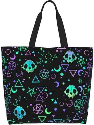 Generic Cr&acirc;ne Magique Goth Lune &Eacute;toile Sac A Main Femmes D&eacute;contract&eacute; Tote Bag R&eacute;utilisable Sac Cabas Pour Travail Shopping Quotidienne