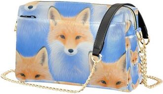 Mnsruu Sacs à bandoulière pour femme, motif visage de renard en cuir, sac à main