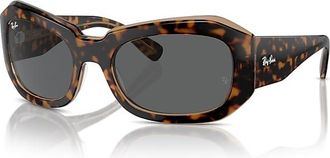 Ray-Ban Beate Sonnenbrillen Havana Auf Braun Transparent Fassung Grau Glas 56-20