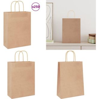 vidaXL Vidaxl - Papiertragetaschen 250 Stk. mit Henkeln Braun 26x12x35 cm