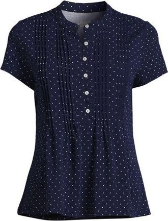 Lands End Kurz&auml;rmeliges Biesenshirt aus Baumwolle/Modal-Mix, Damen, Gr&ouml;&szlig;e:44-46 regular, Blau, Baumwoll-Mischung/Baumwolle Modal, by Lands End