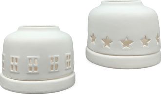 Matches 21 Porzellan Windlichter Weiß, 2er Set Ø 11 cm - Teelichthalter im skandinavischen Design als Tischdeko