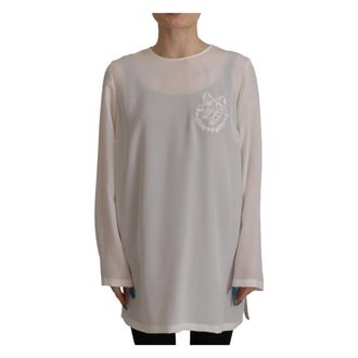 Dolce & Gabbana Femme, Blouses et Chemises, Blanc, Taille: 36 FR Blouse &agrave; Manches Longues et Col Rond