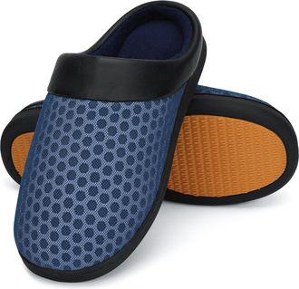 Mishansha Hausschuhe Damen Winter Plüsch Pantoffeln Herren Hüttenschuhe Warme Gefütterte Pantoletten YInMn Blau, Gr.37 EU