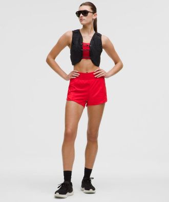 lululemon Hotty Hot Shorts mit hohem Bund und Liner f&uuml;r Frauen - 10 cm - Neon - Gr&ouml;&szlig;e 12