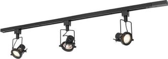 QAZQA suplux - Syst&egrave;me de rail spot luminaire plafond, plafonnier compatible pour led - 3 lumi&egrave;re - L 100 cm - Noir - Rustique - &eacute;clairage int&eacute;rieur - Salon