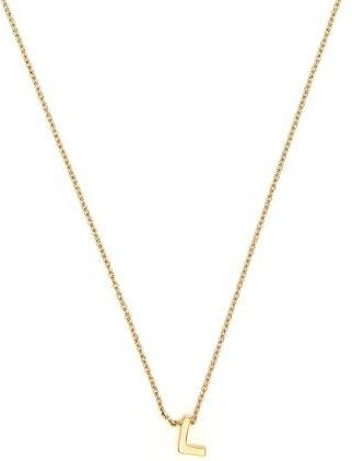 Luxenter Collier alphabet en or 18 carats avec lettre L médiano, sans pierre précieuse, Mediano, Métal, Pas de gemme