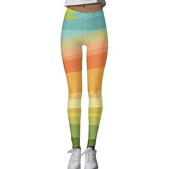 Generic Legging de sport 2026 pour femme - Style d&eacute;contract&eacute; - Taille haute - Pantalon de yoga imprim&eacute;, jaune, XL