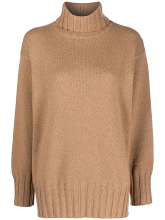 Malo pull en cachemire &agrave; col roul&eacute; - Marron