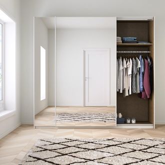 KIYDOO home24 Schwebet&uuml;renschrank III 226 x 210cm Wei&szlig;/Alpinwei&szlig; Aluminium