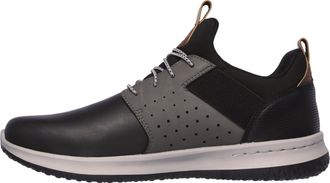 Skechers Herren Delson Axton Sneakers, Black Gray Leather, 48.5 EU