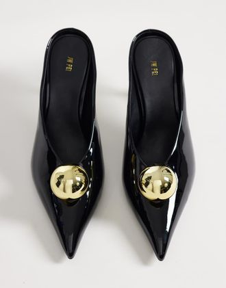 JW PEI Sofia - Mules &agrave; talon rond et empeigne biseaut&eacute;e - Noir/dor&eacute;-multicolore