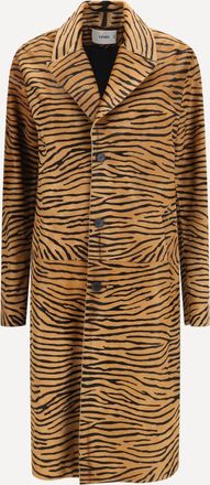 Fendi Tiger print pony effect Leather Coat Female 42