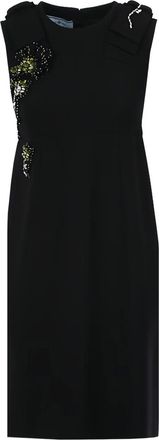 Prada robe plissée à patch ornementé - Noir