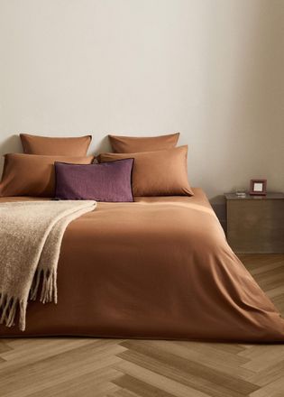 Mango Drap plat coton satin lav&eacute; double surpiq&ucirc;re lit 135/140 cm orange br&ucirc;l&eacute; - Home - Lit 135/140 cm - MANGO HOME