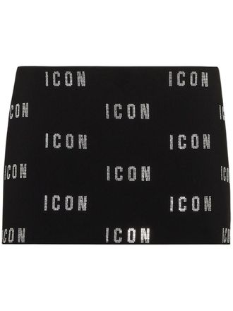 Dsquared2 minijupe à logo orné de cristaux - Noir