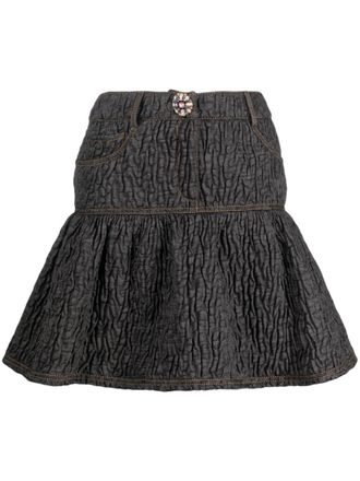 Moschino jupe matelass&eacute;e &agrave; ourlet p&eacute;plum - Gris