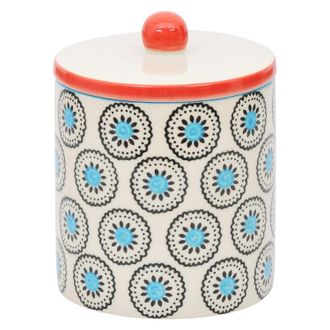Tranquillo Aufbewahrungsdose, Dose mit Deckel MATTHES, handbedruckte Keramik, 8 x 8 x 12 cm