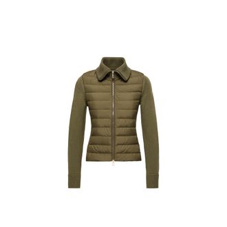 Moncler Moncler Cardigan Zipp&eacute; En Laine Matelass&eacute;e, Femme, Vert, Taille: Xs