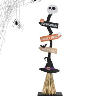 Generic Halloween-Hexenbesen-Deko | Hexenbesen-Holzschild als Dekoration | Gruselige Wohnaaccessoires f&uuml;r, Rasen, Garten, Terrasse, Wand, Schlafzimmer, Wohnun