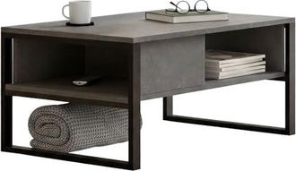 Dmora Couchtisch Astraia 100x59,7x44,4h cm Silber EIN Fach