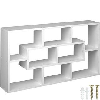 TecTake Etagere Murale 85 x 48 x 16 cm, Étagère Murale 8 Compartiments, Etageres murales Rangement en Bois MDF, Decoration Chambre Salon, Cuisine, Bureau, Éta
