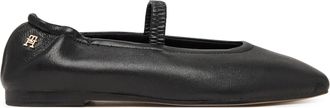 Tommy Hilfiger Ballerinas Tommy Hilfiger Soft Leather Ellastic Ballerina FW0FW09245 Schwarz