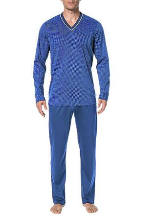 Novila Herren Pyjama blau Baumwolle & Mix Gemustert