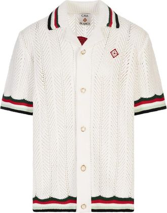 Casablanca Homme, Chemises, Blanc, Taille: XL Chemise Sportive en Crochet