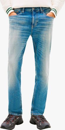 Tommy Hilfiger Jean droit d&eacute;lav&eacute; en coton m&eacute;lang&eacute;