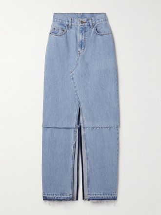 BETTTER Jupe Longue Convertible En Jean &Agrave; Franges - Net Sustain - Bleu