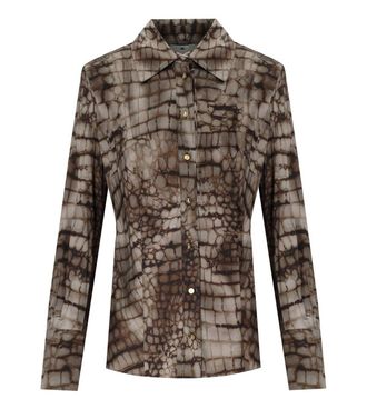 Elisabetta Franchi CHEMISE IMPRIM&Eacute; ALLIGATOR MARRONE ELISABETTA FRANCHI
