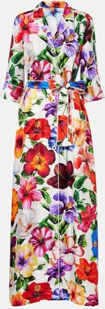 Dolce & Gabbana Robe chemise en soie &agrave; fleurs