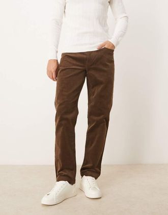 Mango Pantalon slim en velours côtelé - Marron-Noir