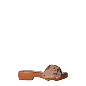 Chlo&eacute; Holzsohle Ledersandalen Offene Zehe - - Shoes - Damen - Rosa - 37 EU