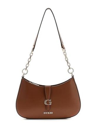 Guess Femme Carrie Top Zip Shoulder Bag Sac &agrave; bandouli&egrave;re, Cognac, Taille Unique