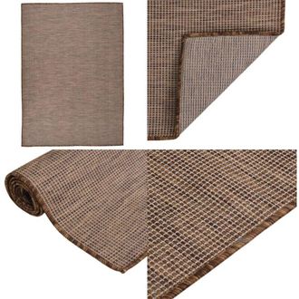 vidaXL Outdoor-Teppich Flachgewebe 140x200 cm Braun - Outdoor-Teppich - Balkon-Teppich - Terrassen-Teppich - Flachgewebe-Teppich - Brauner Teppich - Home &