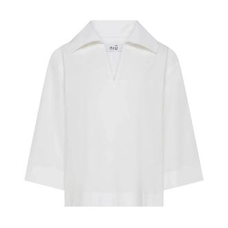Ni&ugrave; Oversize Monochrom Shirt - - Tops - Damen - Wei&szlig; - M