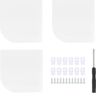 DOITOOL 3 St&uuml;ck Teiliges Eckregal aus Holz Wandmontierte Abstellregale in Elfenbeinwei&szlig; Ovales Design Platzsparend und Langlebig f&uuml;r Wohnzimmer K&uuml;che B&uuml;ro und