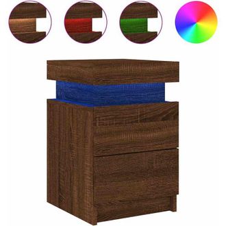 vidaXL Nachttisch mit LED-Leuchten Braun Eiche-Optik 35x39x55 cm Vidaxl