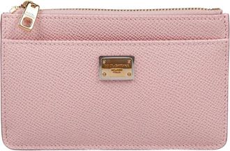 Dolce & Gabbana Femme, Accessoires, Rose, Taille: ONE Size Porte-cartes en cuir de veau Dauphine