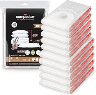 Compactor 10er-Set Vakuumbeutel (5x M 90x55 cm + 5x L 100x80 cm) - Kleidung, Bettw&auml;sche, Decken und Kissen komprimieren - Volumenreduzierung bis zu 75% - Schutz