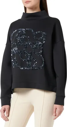 s.Oliver Black Label Damen Sweatshirt mit Pailletten-Artwork Black, 40