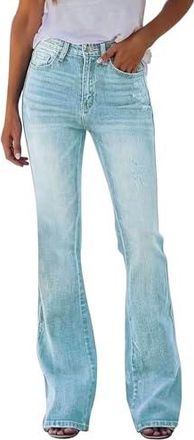 Generic Jeans femme taille haute pantalon &eacute;lastique confortable jeans style baggy push up denim pantalon avec poches mode d&eacute;contract&eacute; confortable pour bureau,